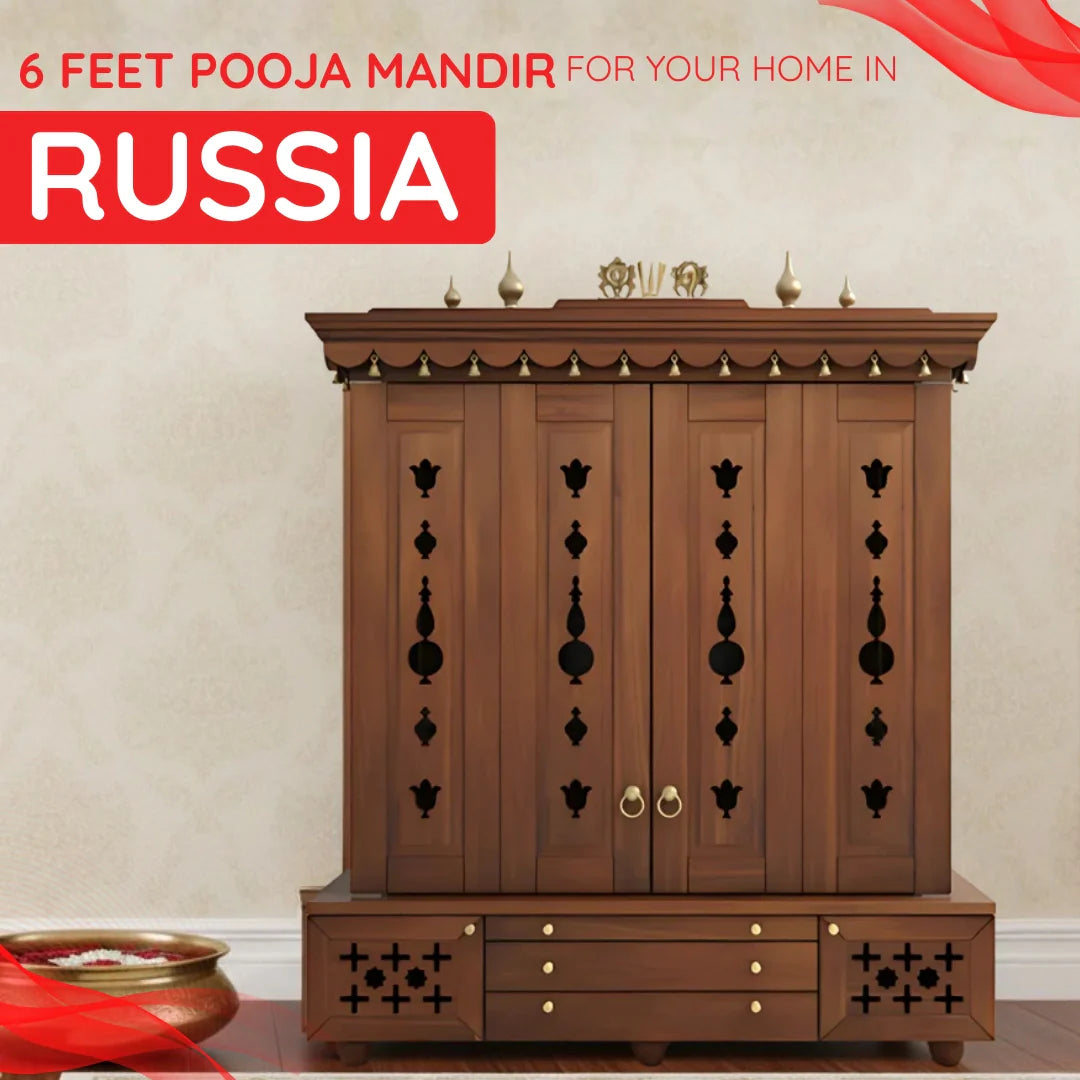 Buy 6 Feet Pooja Mandir in Russia Online – DZYN Furnitures