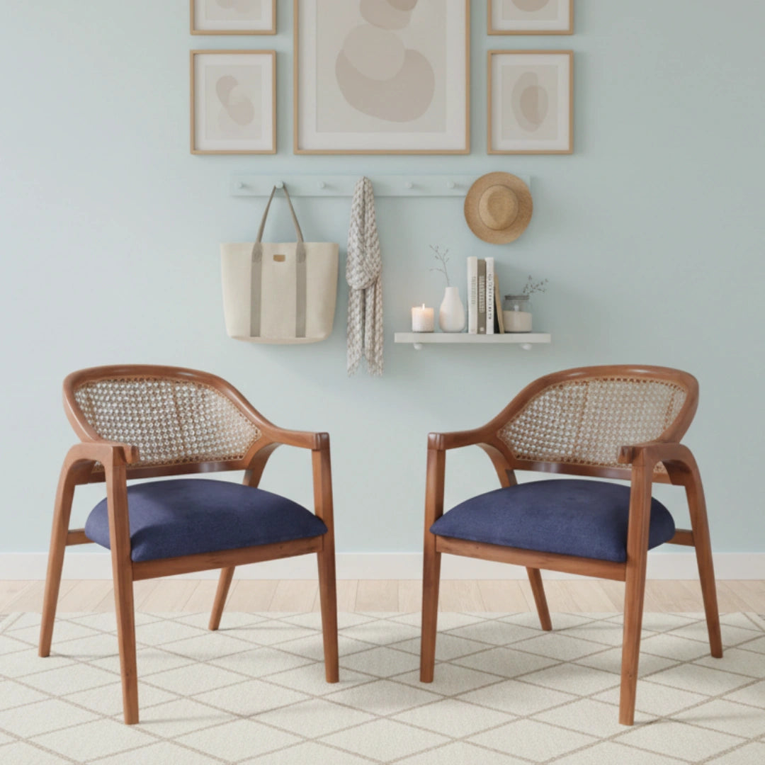 Arbor Teak Wood Arm Chairs (Teak Blue) – DZYN Furnitures
