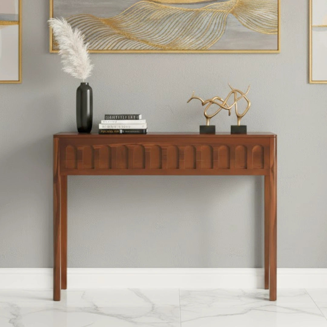 Taksha Solid Wood Console Table (Teak) – DZYN Furnitures